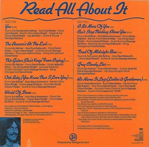 GEORGE HARRISON Extra Texture Vinyl Record LP Apple 1975